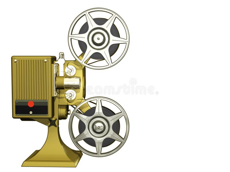 Old Film Projector Isolated on White Stock Image - Image of film ...