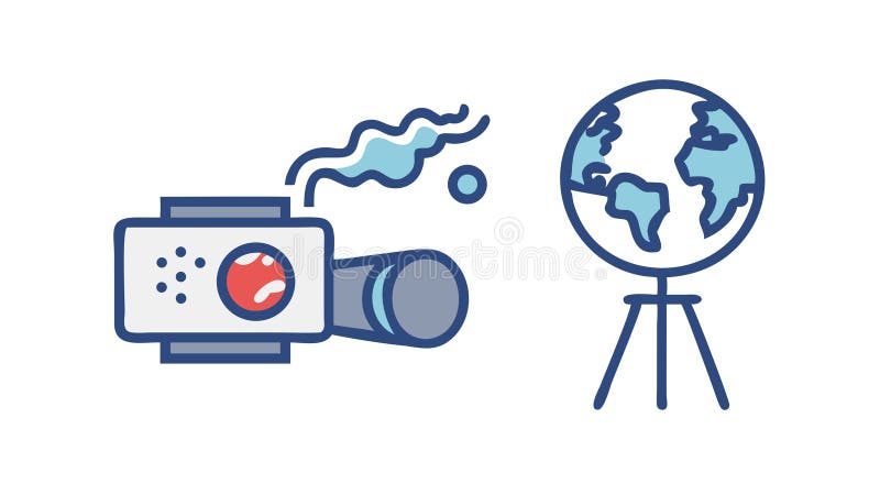 Projector with Globe Projection and World Map, Vector Design Generative ...