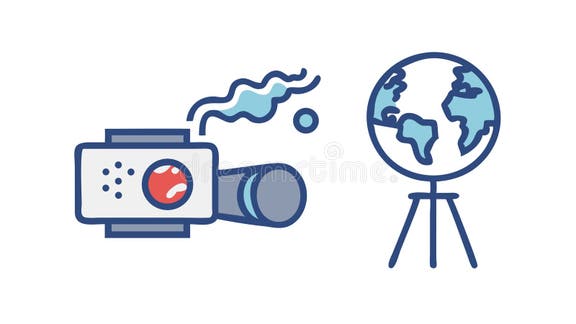 Projector with Globe Projection and World Map, Vector Design Generative ...