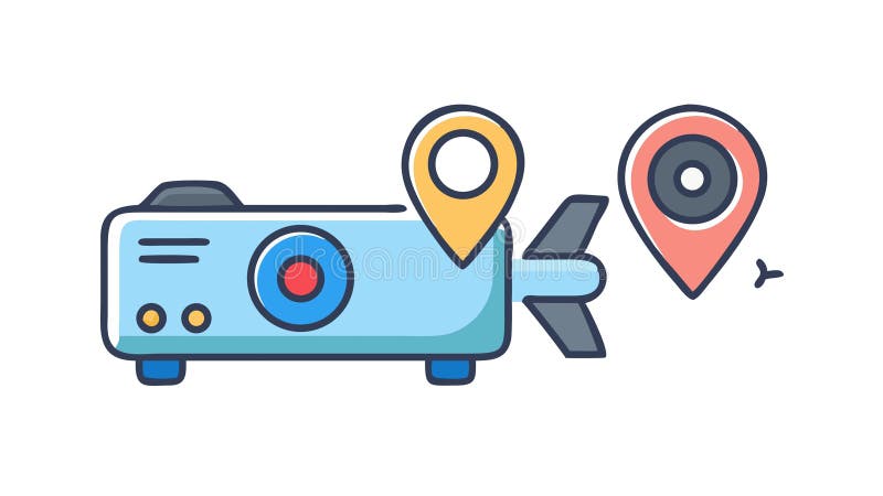 Projector with Location Pins, Geographic Presentation, Mapping, Vector ...