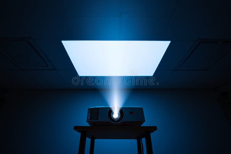 Projector Mockup Displaying Bright Light on Ceiling for Presentation ...