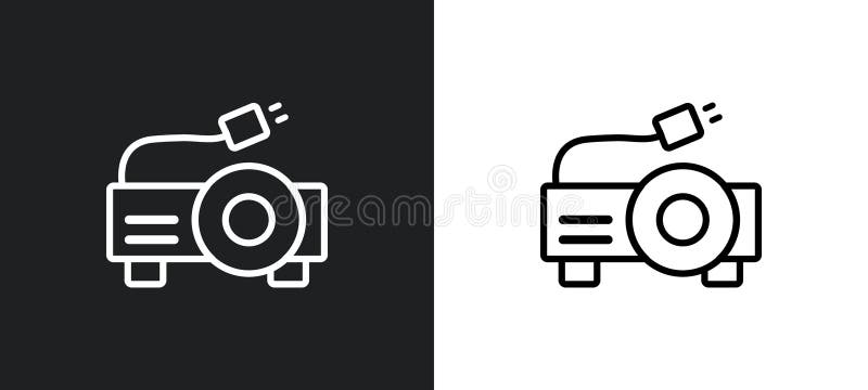 Projector with Plug Outline Icon in White and Black Colors. Projector ...