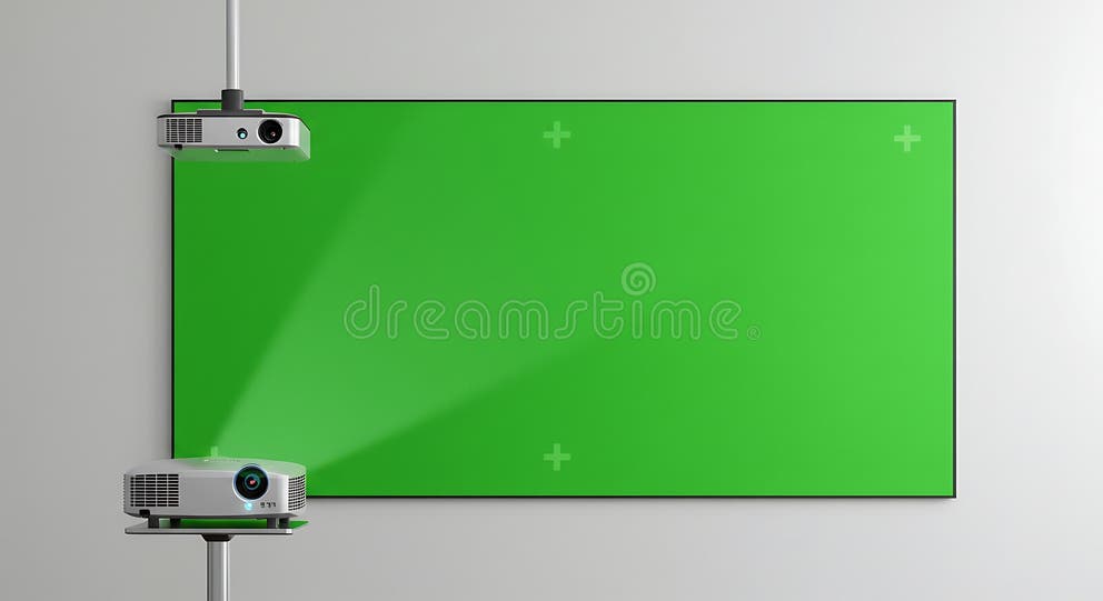 Projector Projecting on Green Screen Display Mockup for Presentation ...