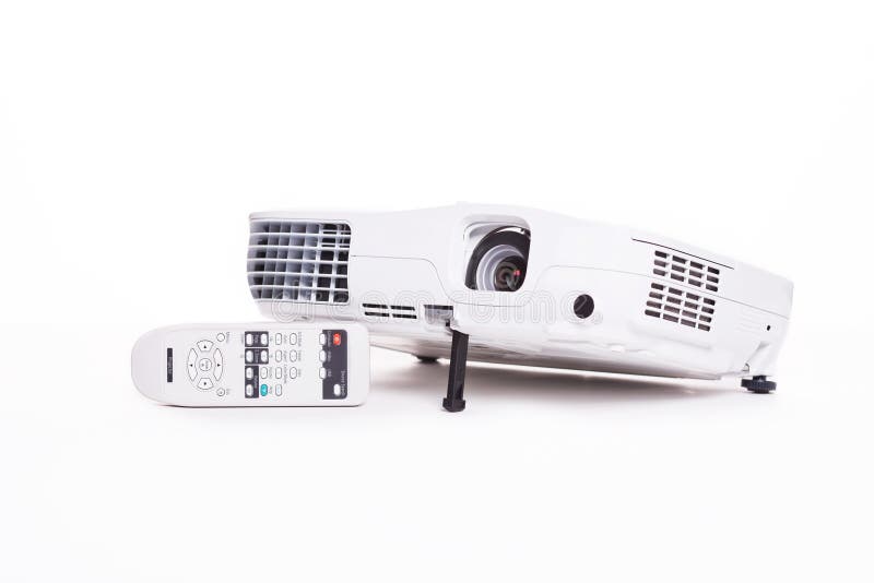 Laptop with Computer Projector on Table Stock Photo - Image of digital ...