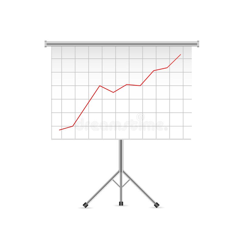 Projector Screen with Business Chart Graph. Vector Illustration. Stock ...