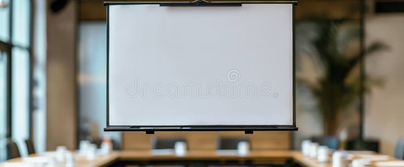 Projector Screen Centered in a Meeting Room Stock Photo - Image of ...