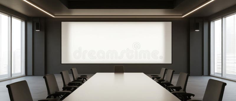 Projector Screen and Chairs in a Conference Setting Stock Photo - Image ...