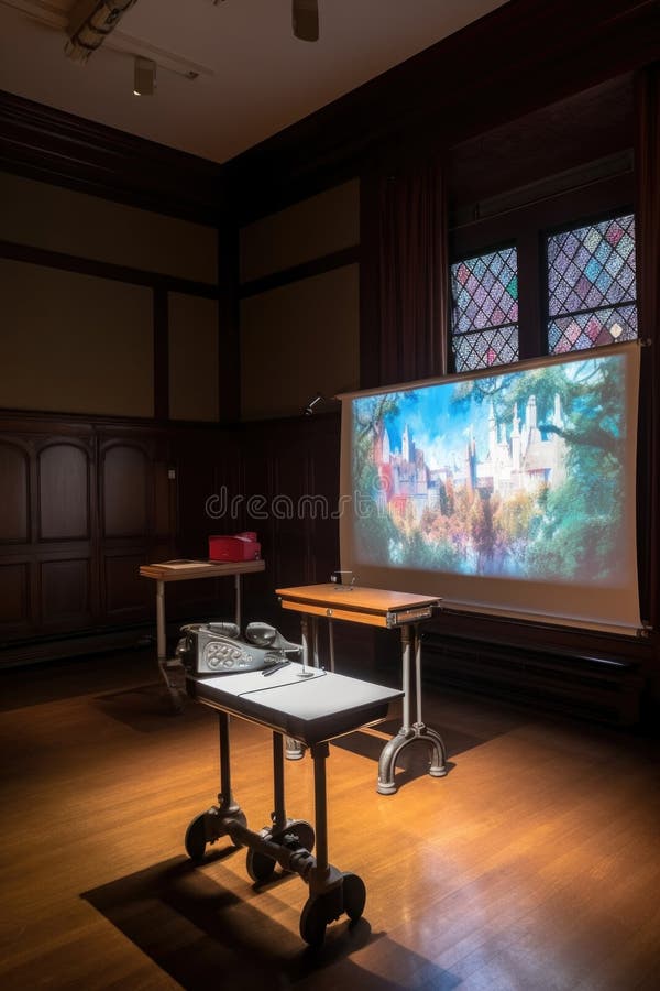 Projector and Screen Displaying Presentation Slides Stock Illustration ...