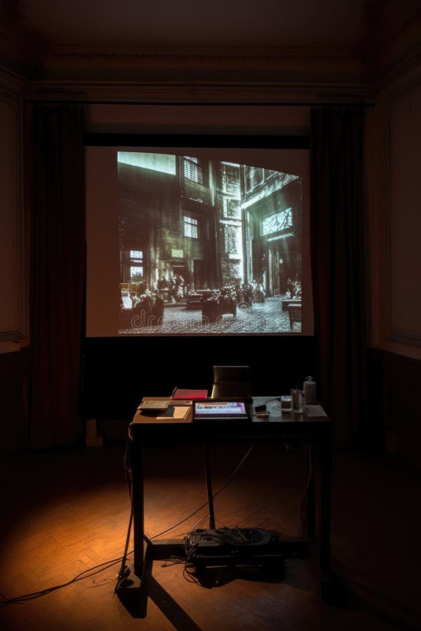 Projector Screen Displaying Presentation Slides Stock Illustration ...