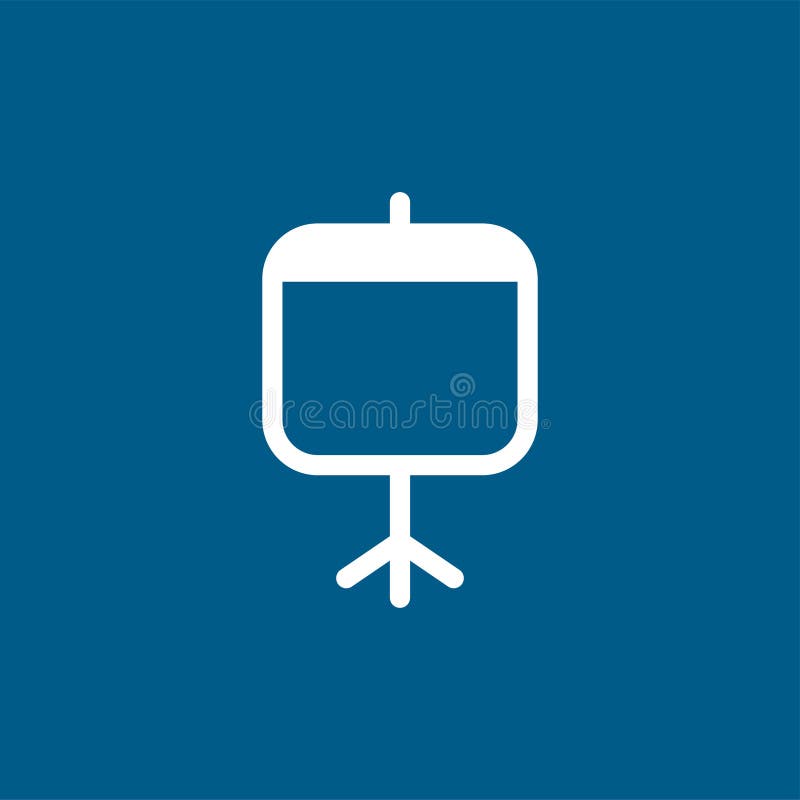 Projector Screen Icon on Blue Background. Blue Flat Style Vector ...