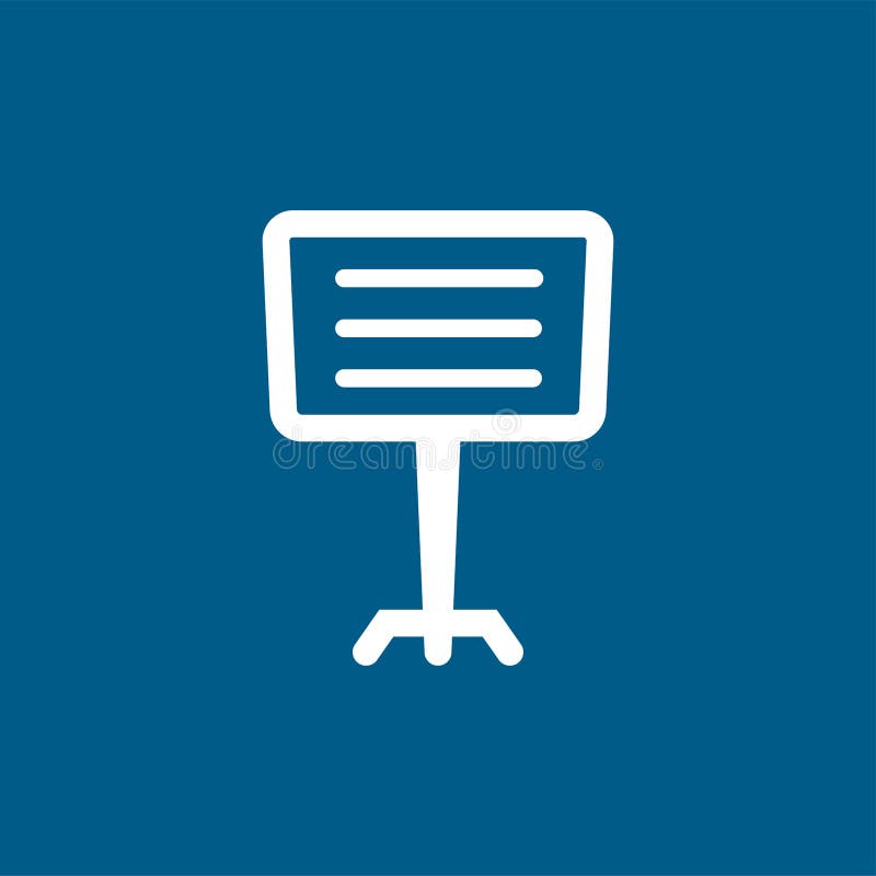 Projector Screen Icon on Blue Background. Blue Flat Style Vector ...