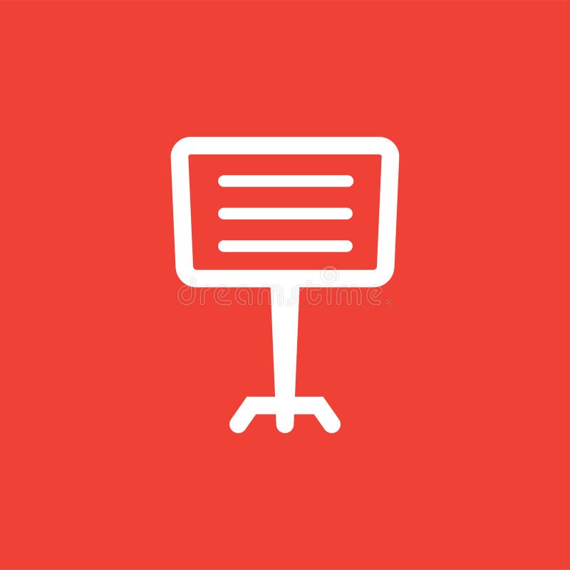 Projector Screen Icon on Red Background. Red Flat Style Vector ...