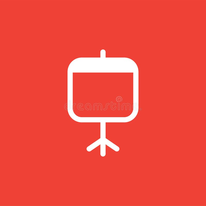 Projector Screen Icon on Red Background. Red Flat Style Vector ...