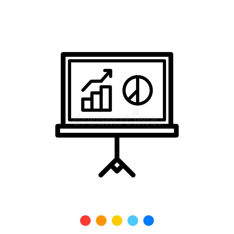 A Projector Screen Icon Showing Graphs and Charts Stock Vector ...