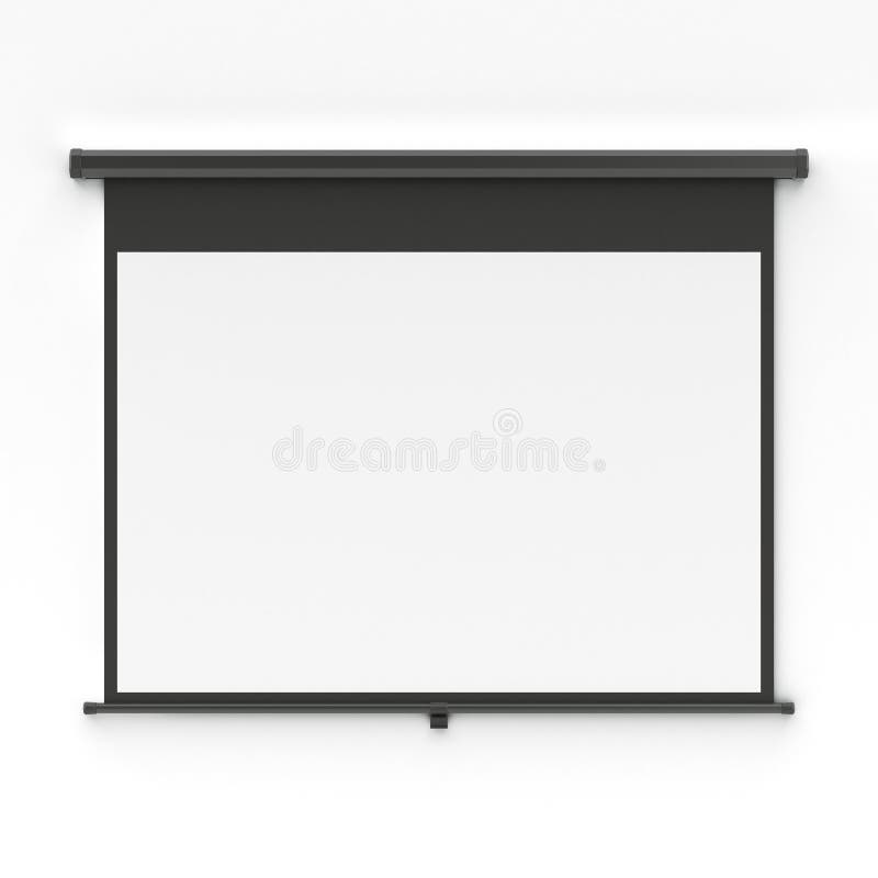 Projector Screen Canvas in Modern Conference Room with Big Windows. 3d ...