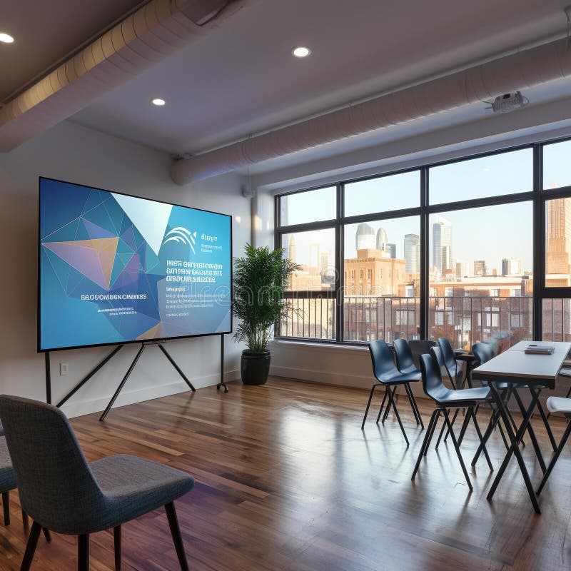 A Projector Screen with a Presentation Slide in View Stock Illustration ...