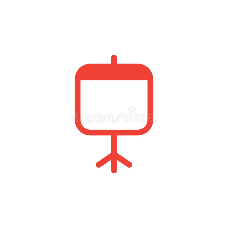 Projector Screen Red Icon on White Background. Red Flat Style Vector ...