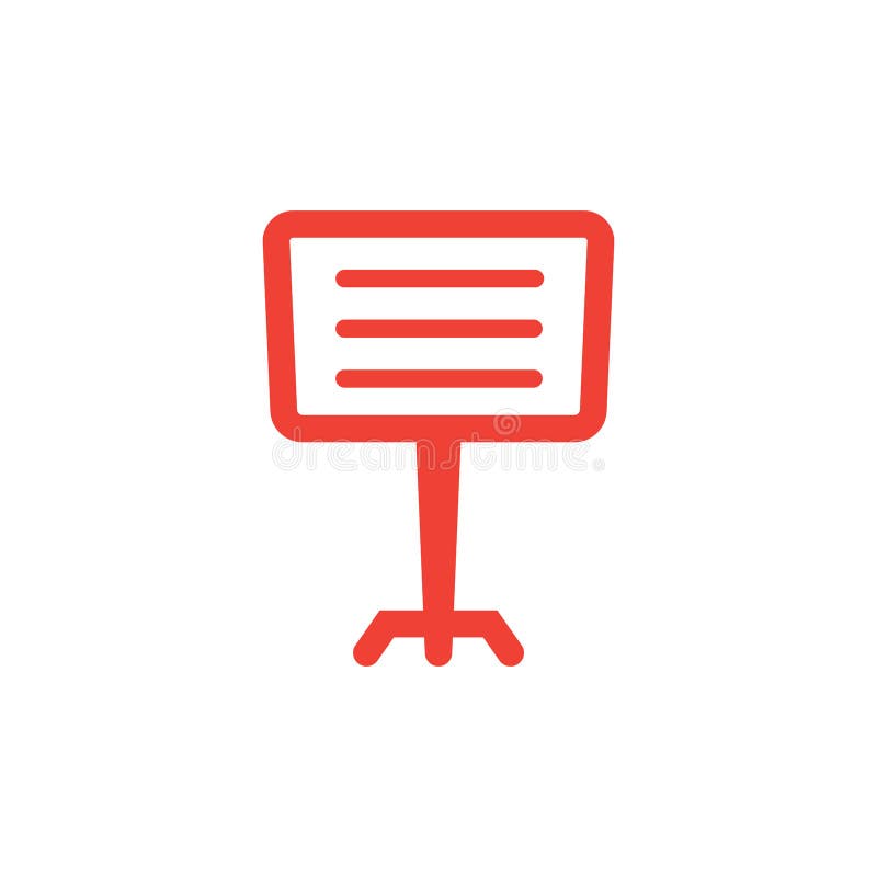 Projector Screen Red Icon on White Background. Red Flat Style Vector ...