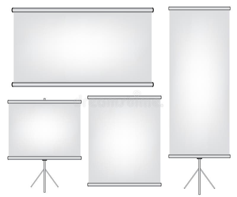 Projector Screen And Roll Up Banner Illustration Stock Photo - Image ...
