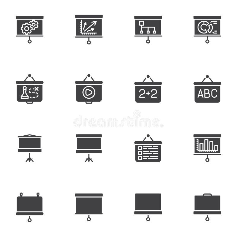 Projector Screen Vector Icons Set Stock Vector - Illustration of screen ... Projector Screen Vector Icons Set Stock Vector - Illustration of screen ...