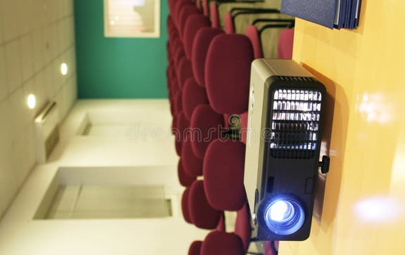 Projector on Table with Chairs Behind (vertical) Stock Image - Image of ...