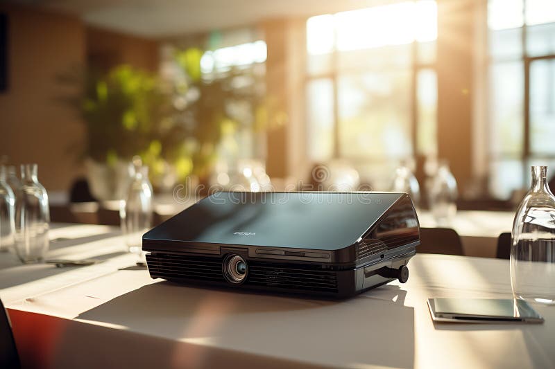 Projector on the Table in the Living Room Stock Illustration ...