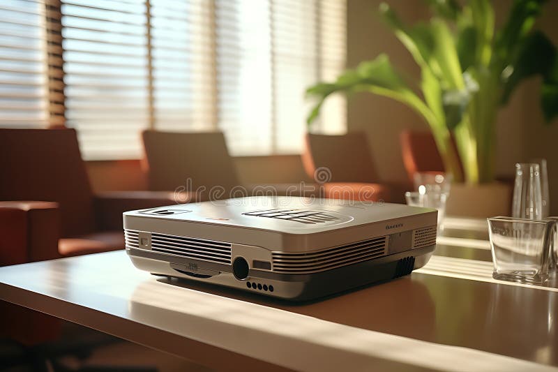 Projector on the Table in the Living Room Stock Illustration ...