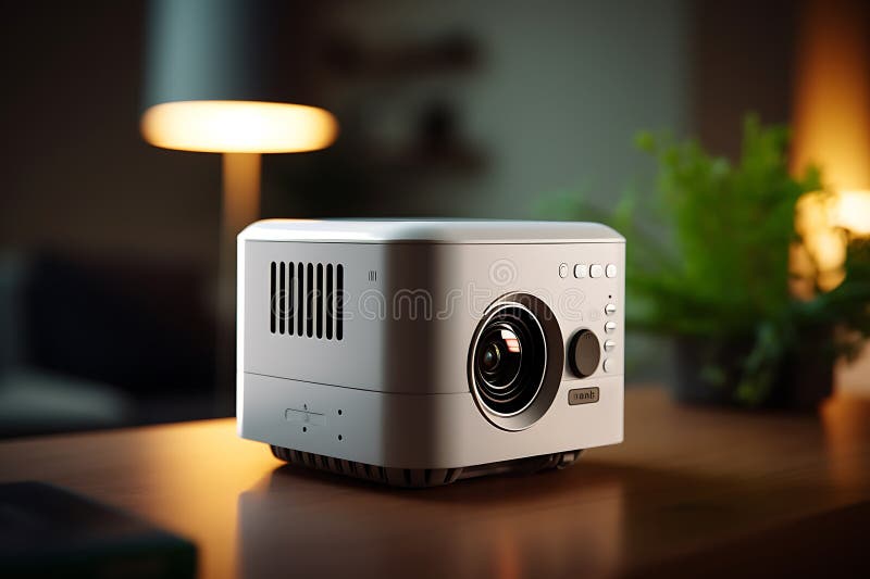 Projector on Table in Room. Professional Video Projector Stock ...