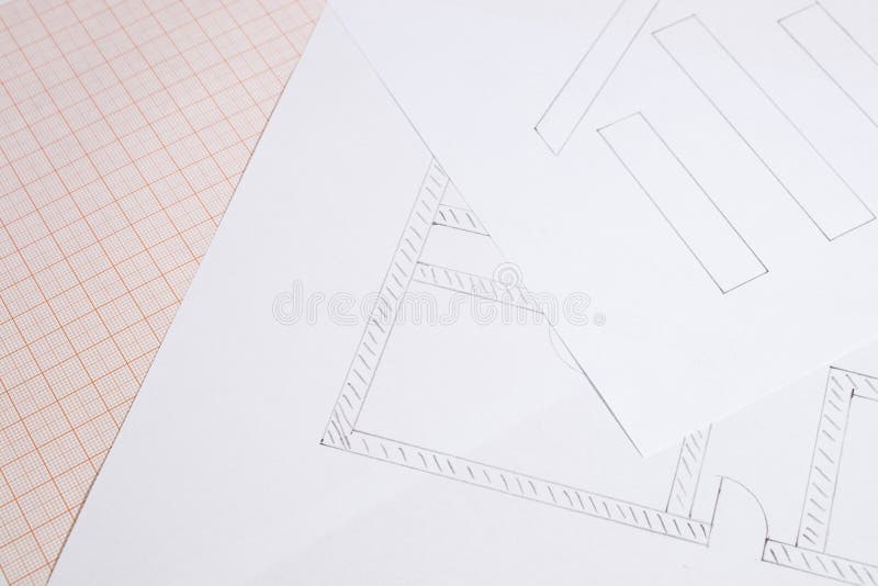 Projects and Graph Paper in a Composition Stock Image - Image of pencil ...
