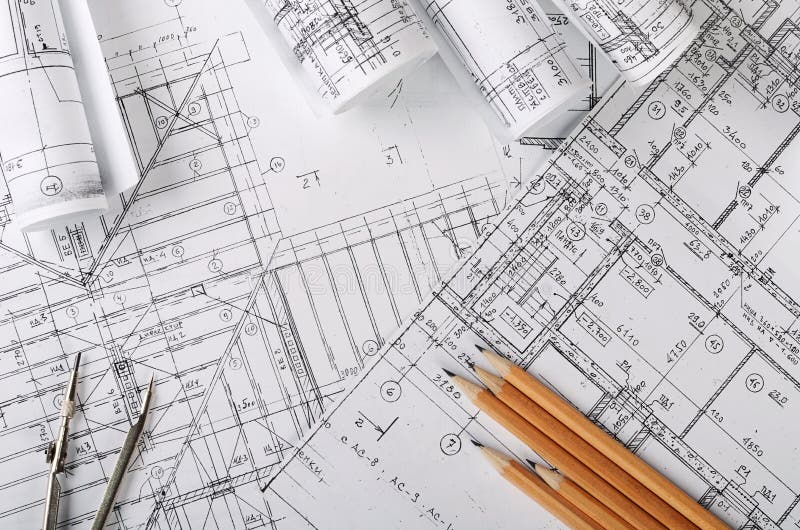 The Projects of Houses a Background Stock Photo - Image of paper ...