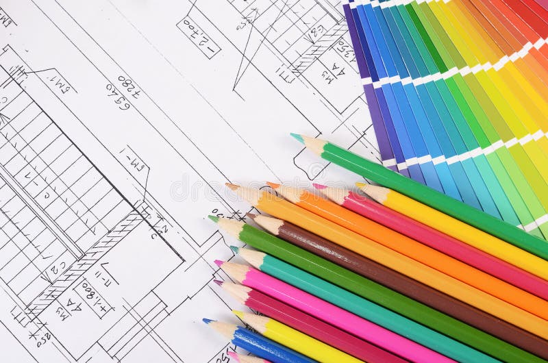 Projects of Houses with Color Palette Stock Photo - Image of designer ...