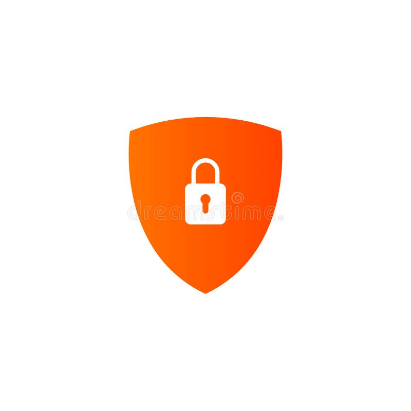 Filled Strong Orange Gradient Secure Digital Shield Vector Logo with ...