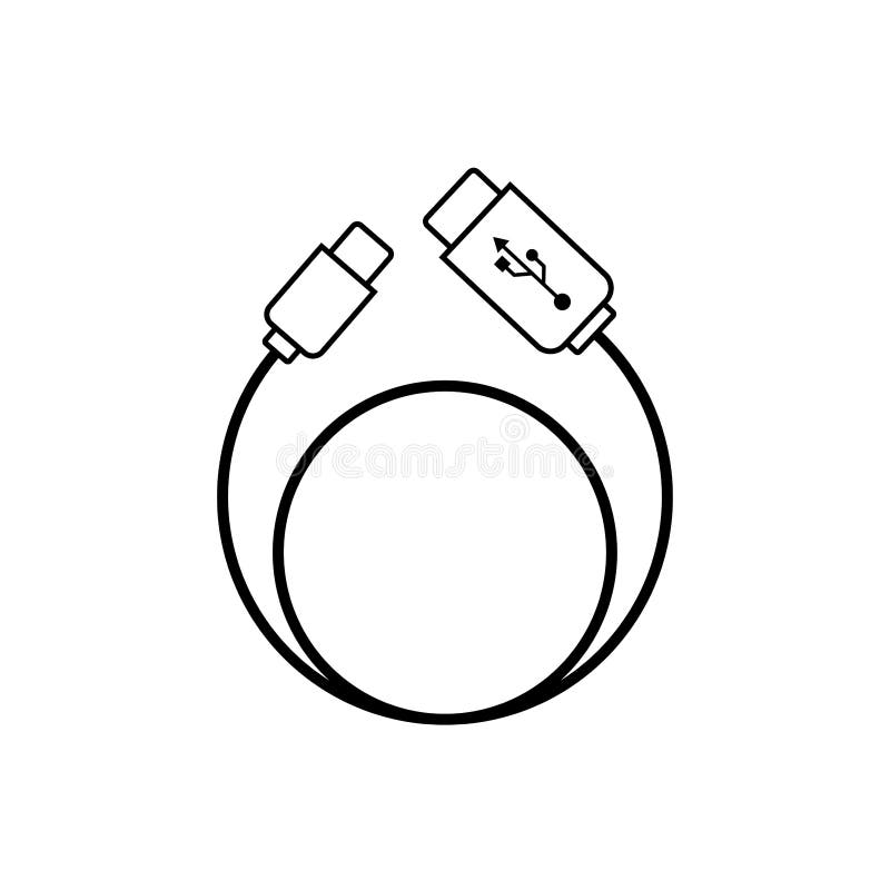 Oval USB Cable Connector. EPS Editable Vector Web Icon or File. Stock ...