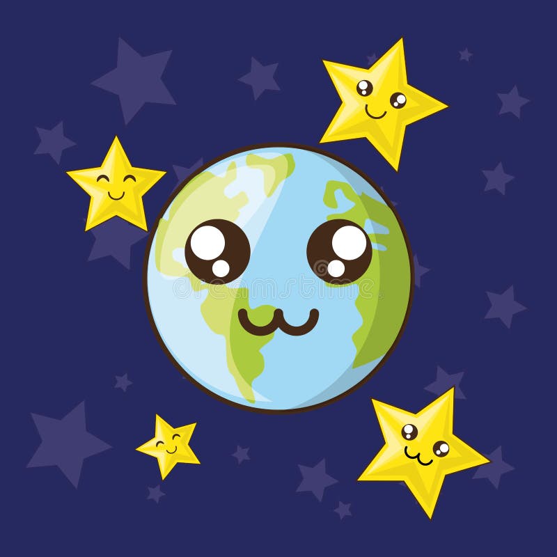 Projeto Bonito Do Planeta Da Terra Ilustração do Vetor - Ilustração de ...