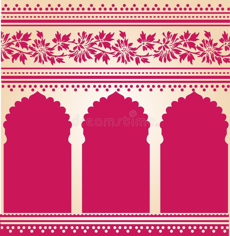 Projeto Indiano Cor-de-rosa Do Templo Do Saree Ilustração do Vetor ...