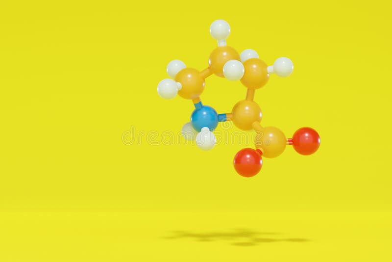 Proline (l-proline, Pro) Amino Acid Molecule. 3D Rendering Stock ...