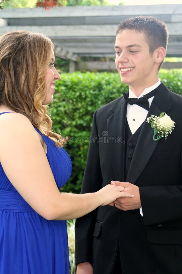 Prom Couple stock image. Image of fancy, love, dress, hands - 744389