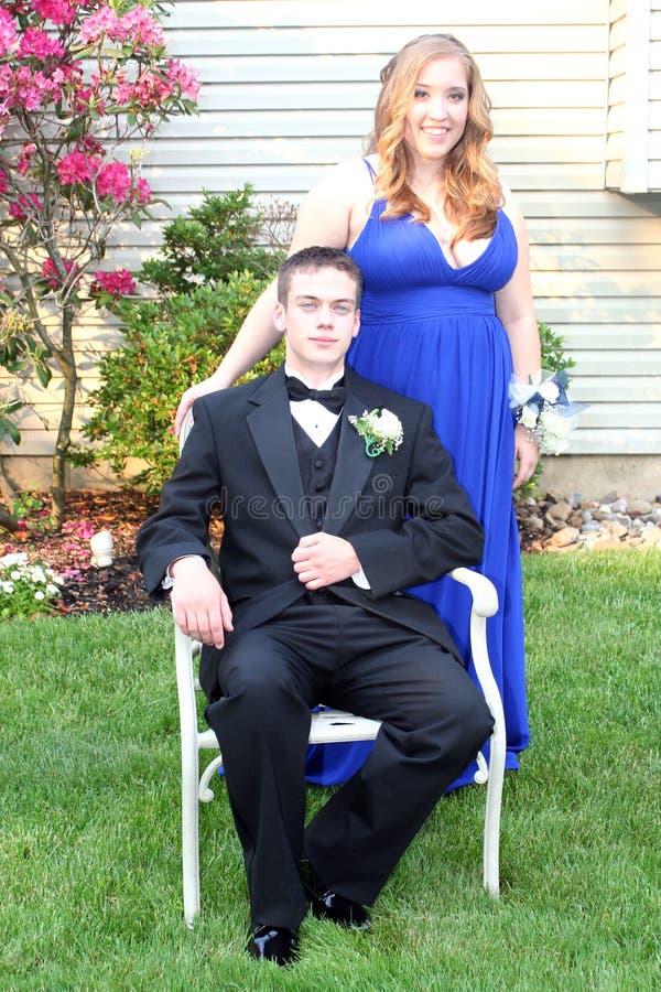 Prom Boy Sitting beside Date Outdoors Stock Image - Image of attractive ...