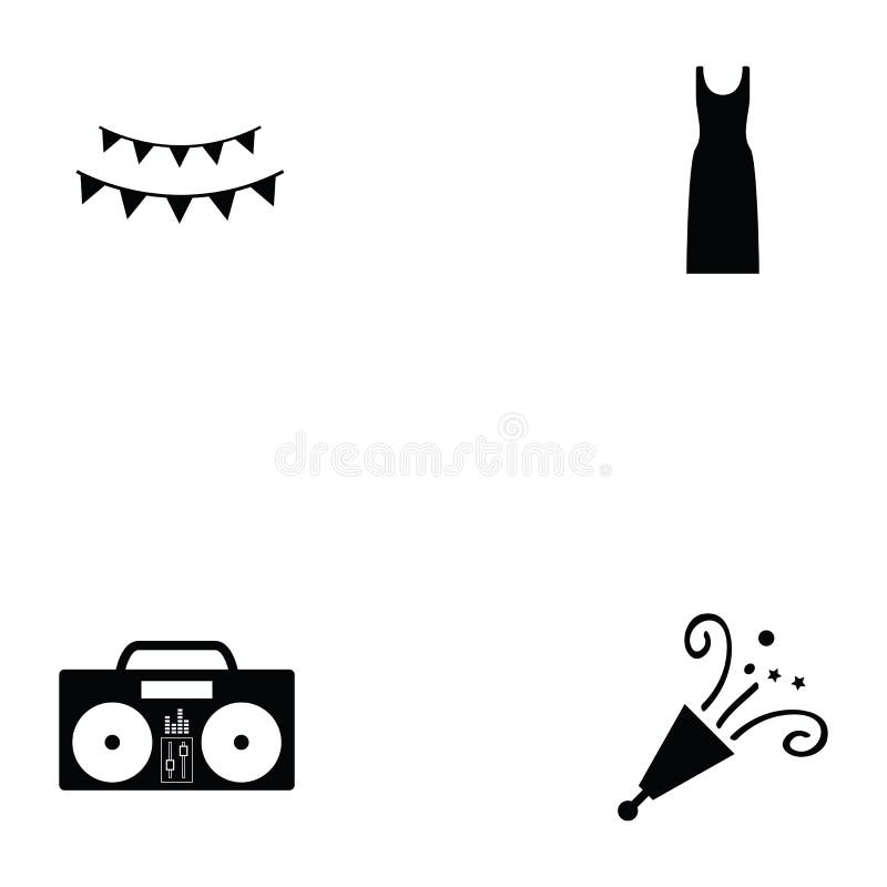 Prom icon set stock vector. Illustration of school, prom - 120570199