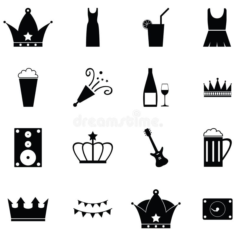 Prom icon set stock vector. Illustration of happy, note - 120570212