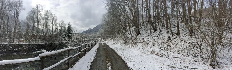 Promenade Along the River in Winter Time Stock Photo - Image of ...