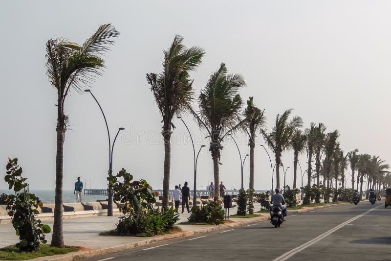 Promenade Beach Road in Pondicherry, India Editorial Stock Photo ...