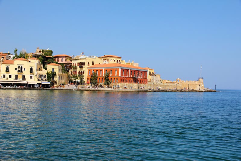 Promenade in Chania,Crete,Greece Stock Image - Image of landscape, home ...