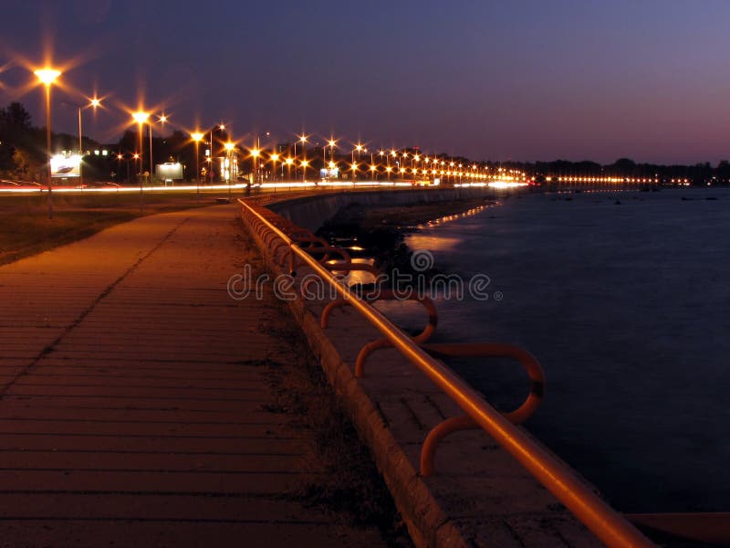 Promenade at night stock image. Image of lights, pavement - 1338023