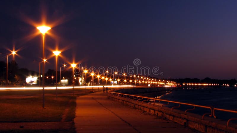 Promenade at night stock image. Image of lights, pavement - 1338023