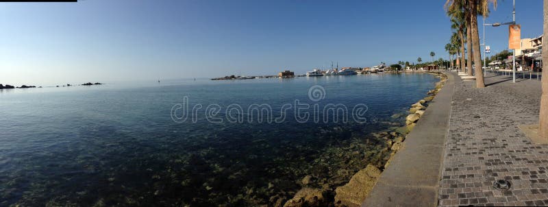 A Promenade Sea Front View with Palm Trees Stock Photo - Image of front ...