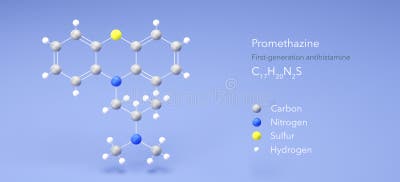 Promethazine Molecule, Molecular Structures, Antipsychotic, 3d Model ...