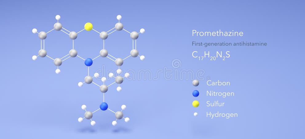 Promethazine Molecule, Molecular Structures, Antipsychotic, 3d Model ...