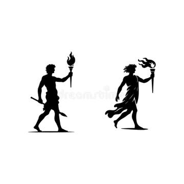 Prometheus holding a torch stock vector. Illustration of calligraphy ...