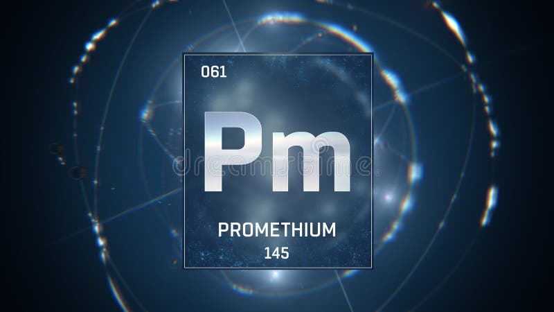 Promethium As Element 61 of the Periodic Table 3D Illustration on Blue ...